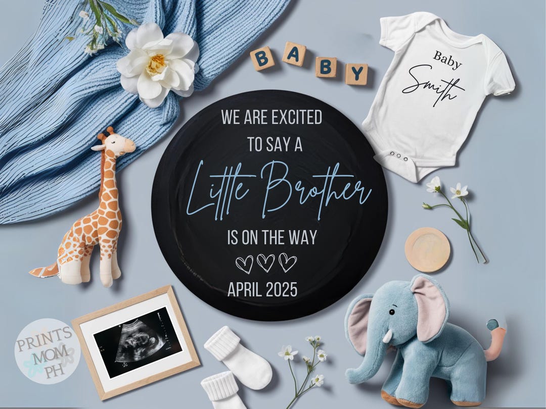 Little Brother Announcement It's a Boy Digital Announcement Boy Baby ...