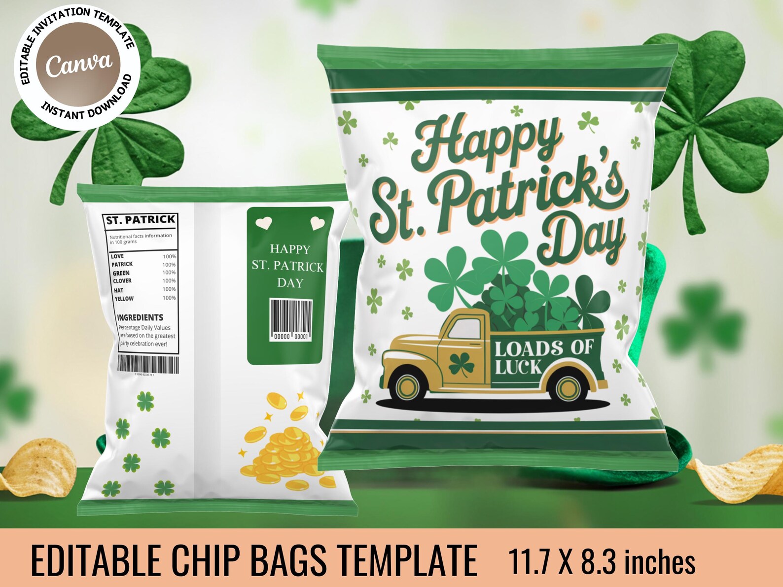 Editable Chip Bag Template St. Patricks Chip Bag Template Kids Party ...