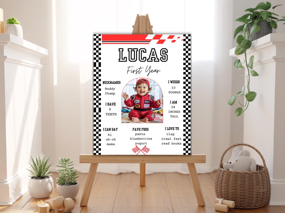 Fast One Birthday Photo Poster Template First Year Birthday Poster ...