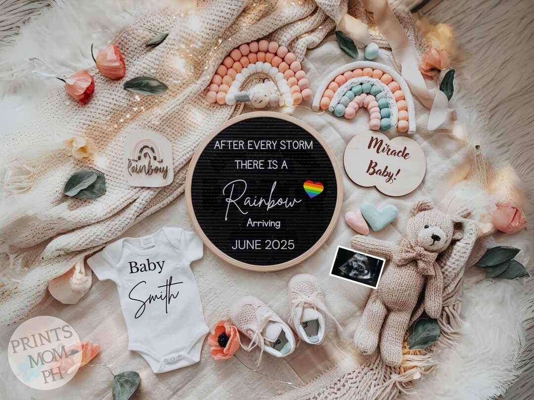 Rainbow Baby Pregnancy Announcement Digital Rainbow Announcement Baby ...