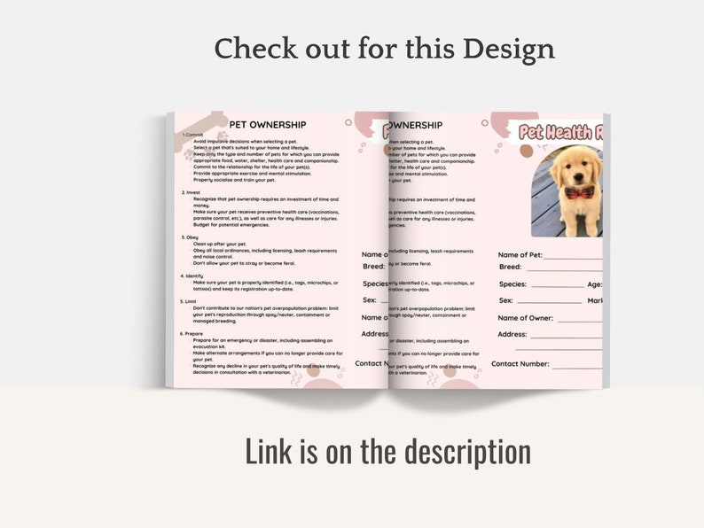 Pet Record Book Template Vaccination Tracker Digital Record Book Dog ...
