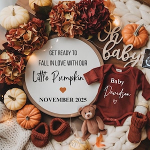 Fall Pregnancy Announcement Fall Baby Announcement Digital Autumn Baby ...