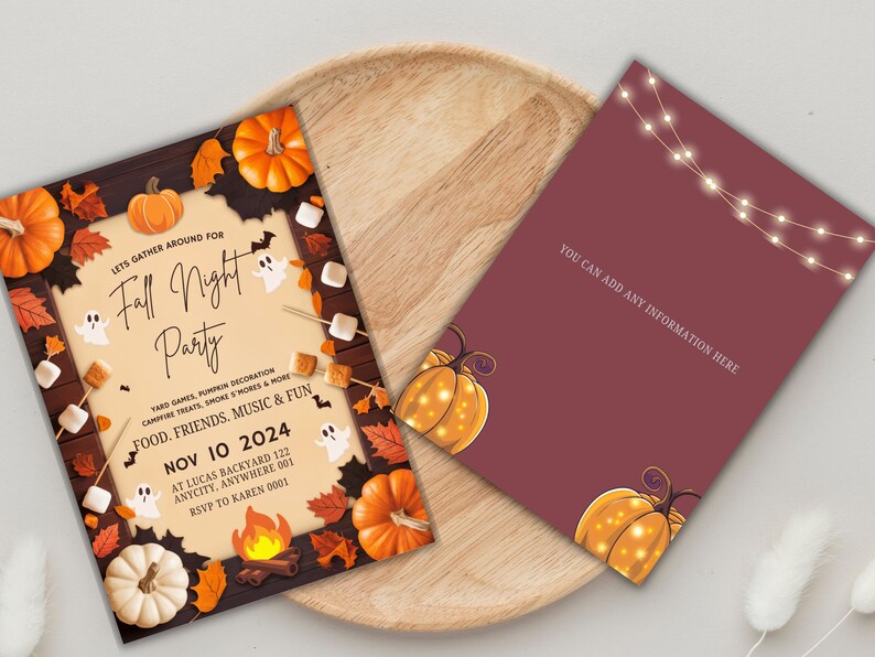 Editable Fall Invitation Template Fall Party Harvest Autumn Invitations ...