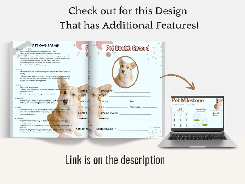 Pet Record Book Template Vaccination Tracker Digital Record Book Dog ...