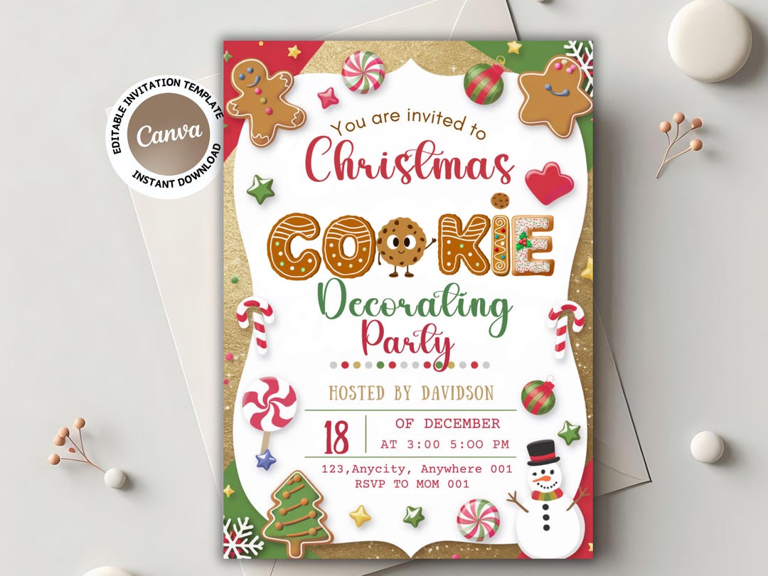 Christmas Cookie Invitation Cookie Exchange Decorating Invitation ...