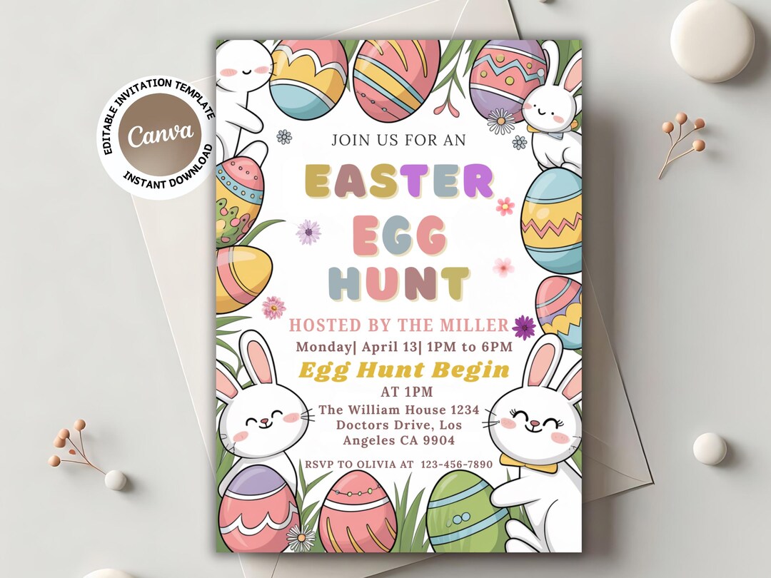 Easter Invitations Editable Easter Invitation Easter Kids Party Easter ...