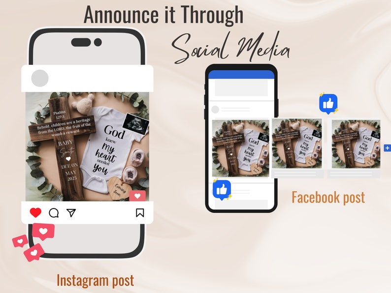 Religious Pregnancy Announcement Digital Social Media Baby Announcement ...