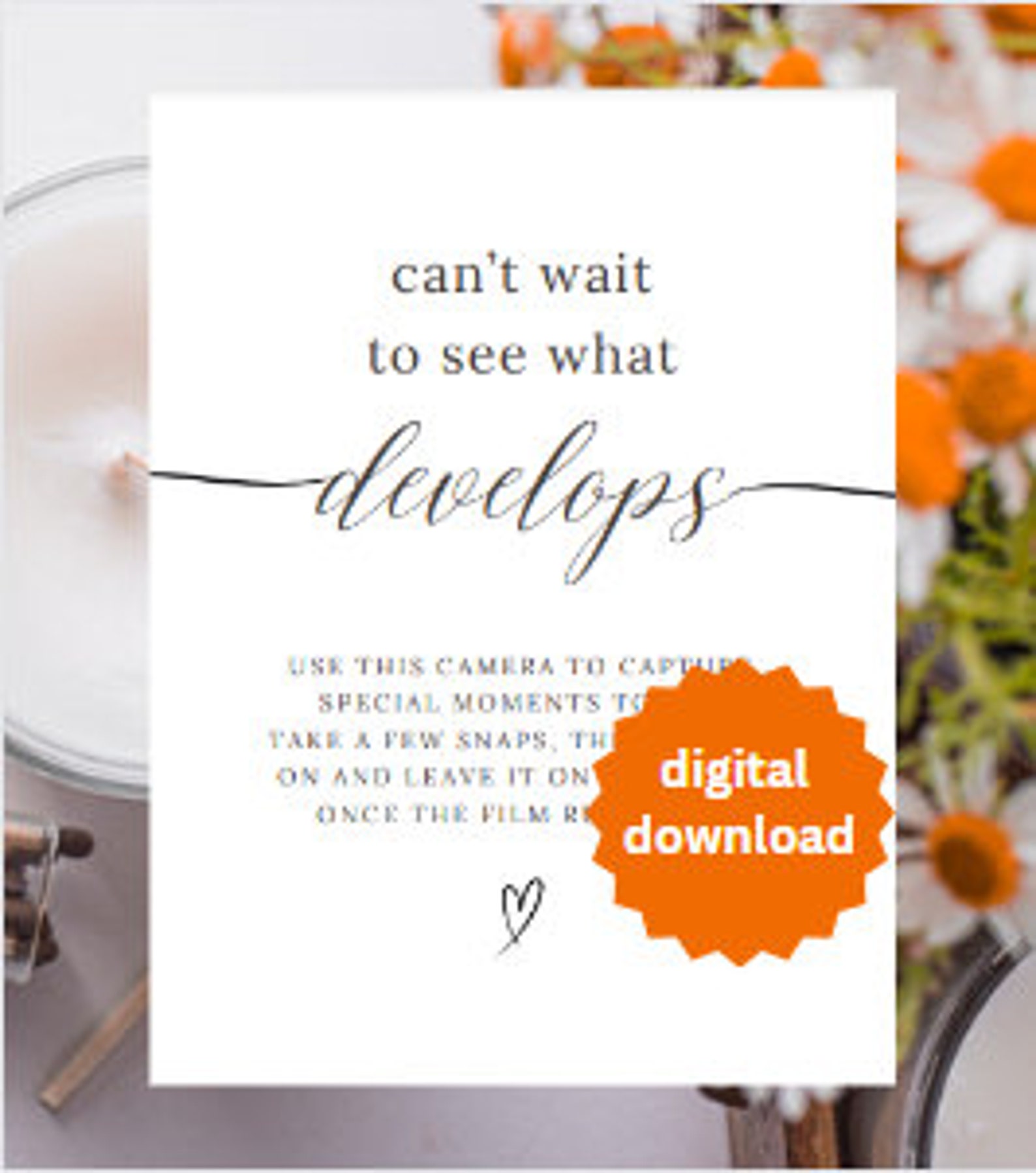 Disposable Camera Signage for Wedding Engagement Digital Download PDF ...