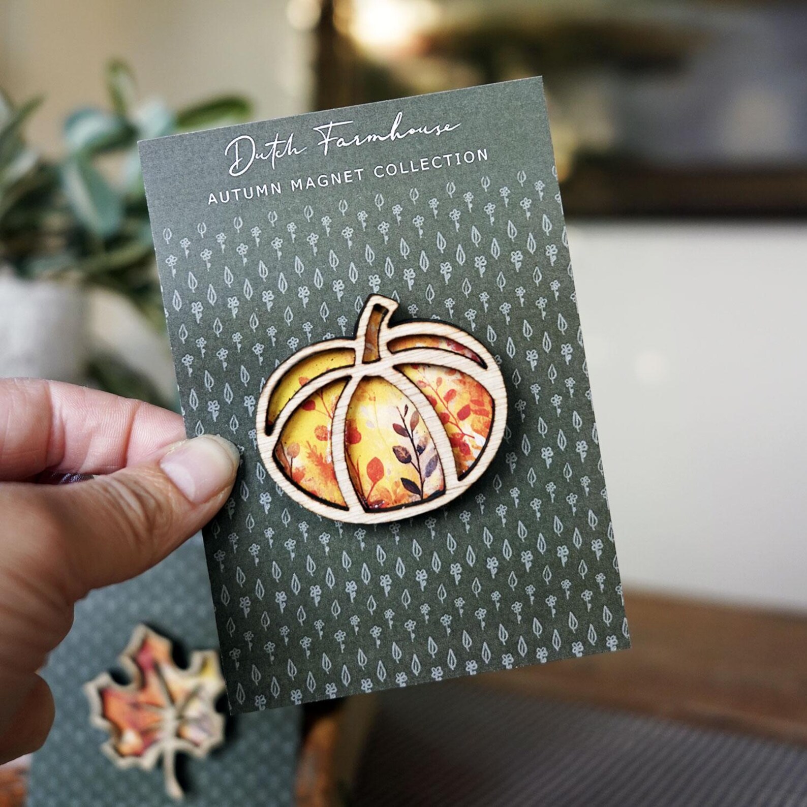 Wooden Hazel Leaf Magnet – Fall Decor, Autumn Kitchen Fridge Magnet - Etsy