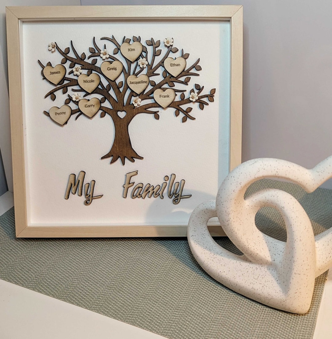 Personalised Wooden Family Tree | Home Decor, Custom Engraved Wall Art ...