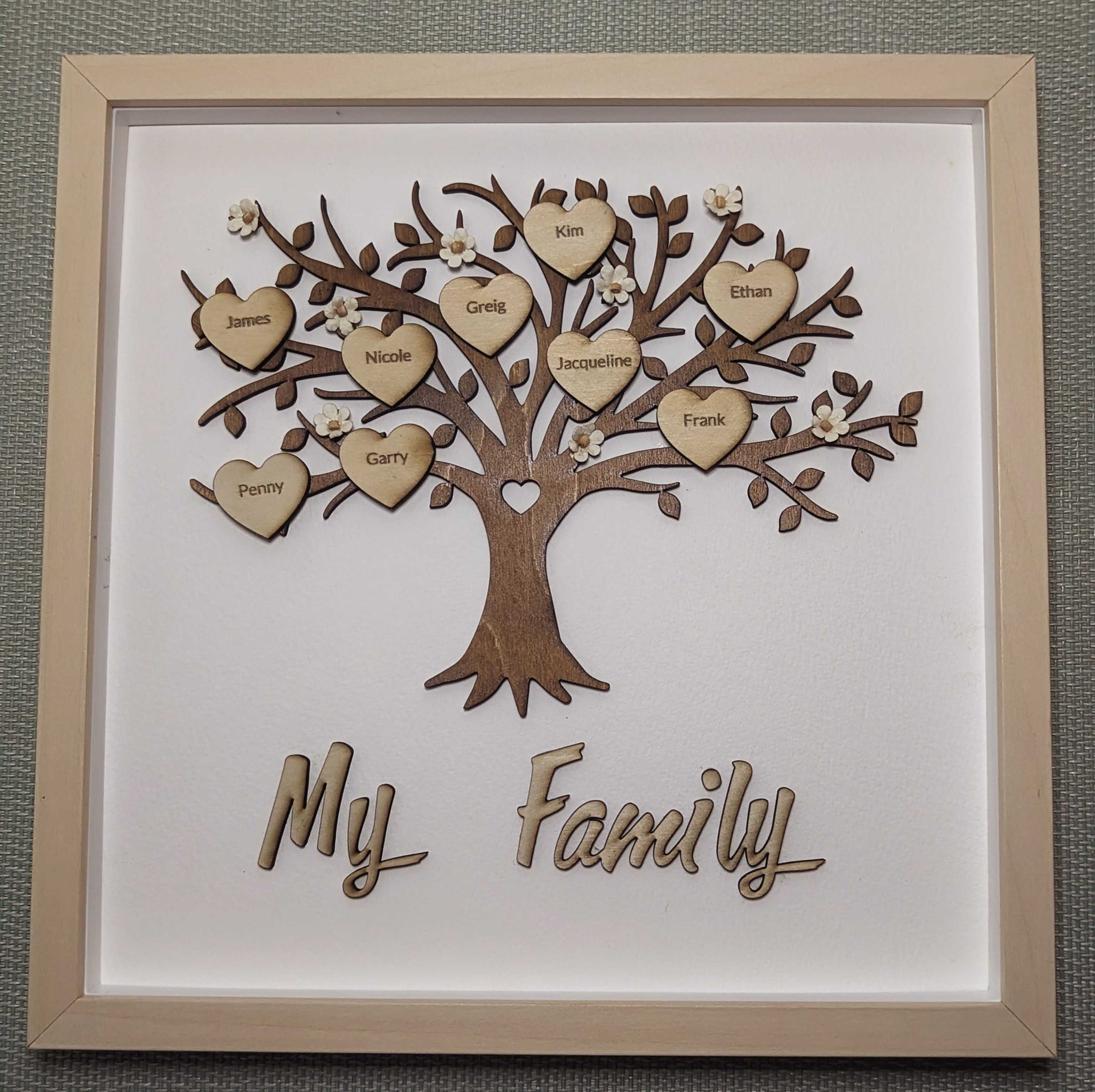Personalised Wooden Family Tree | Home Decor, Custom Engraved Wall Art ...