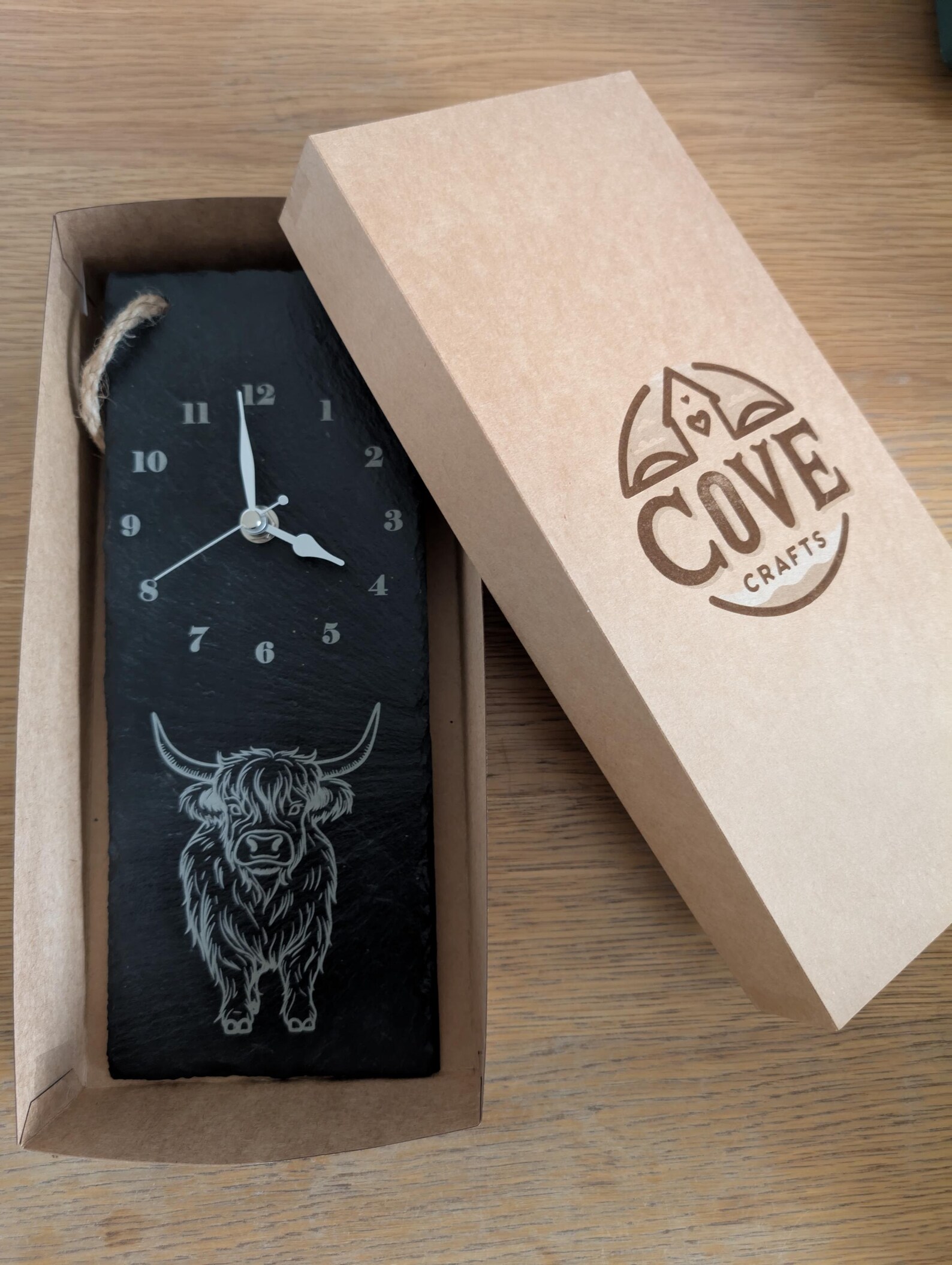 Laser Engraved Highland Cow Hanging Slate Clock | A Lovely Gift for the ...