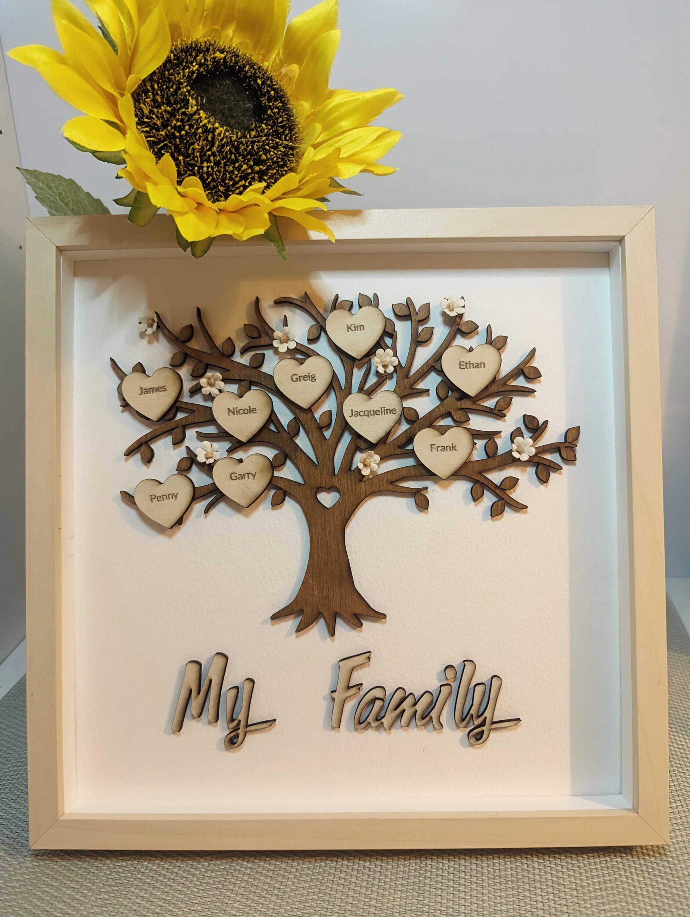 Personalised Wooden Family Tree | Home Decor, Custom Engraved Wall Art ...