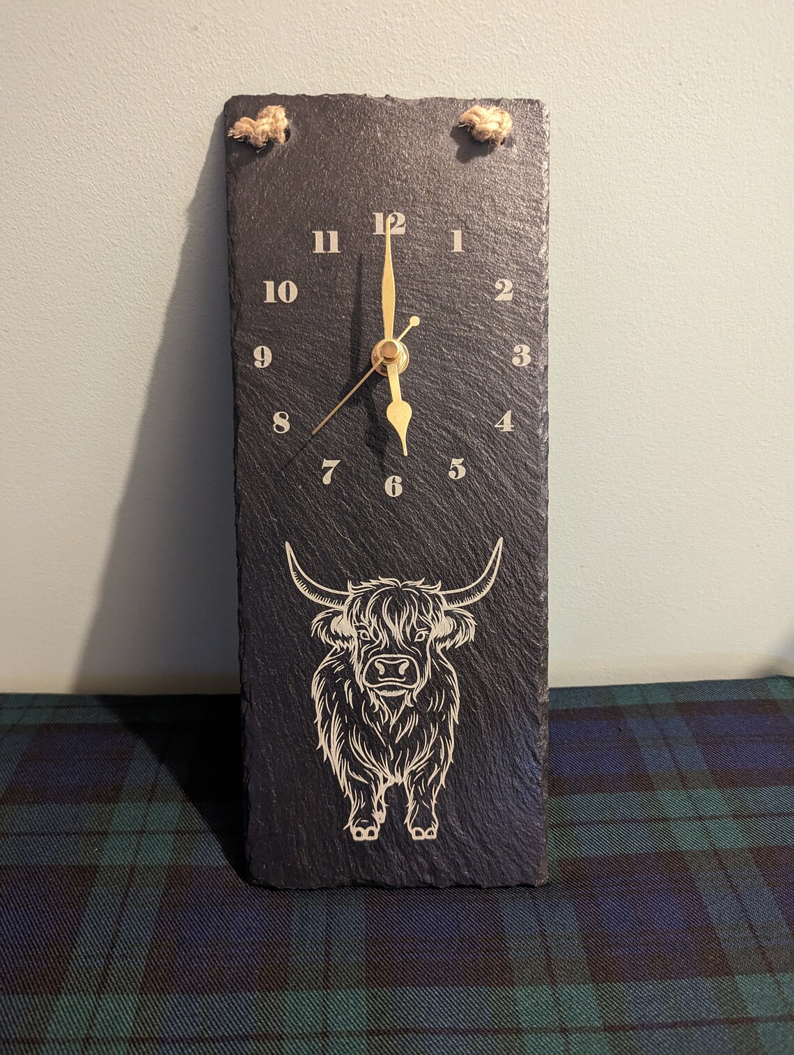 Laser Engraved Highland Cow Hanging Slate Clock | A Lovely Gift for the ...