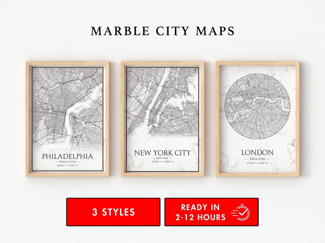 Custom Marble Map Printable | Personalized City Map | Custom Marble Map ...