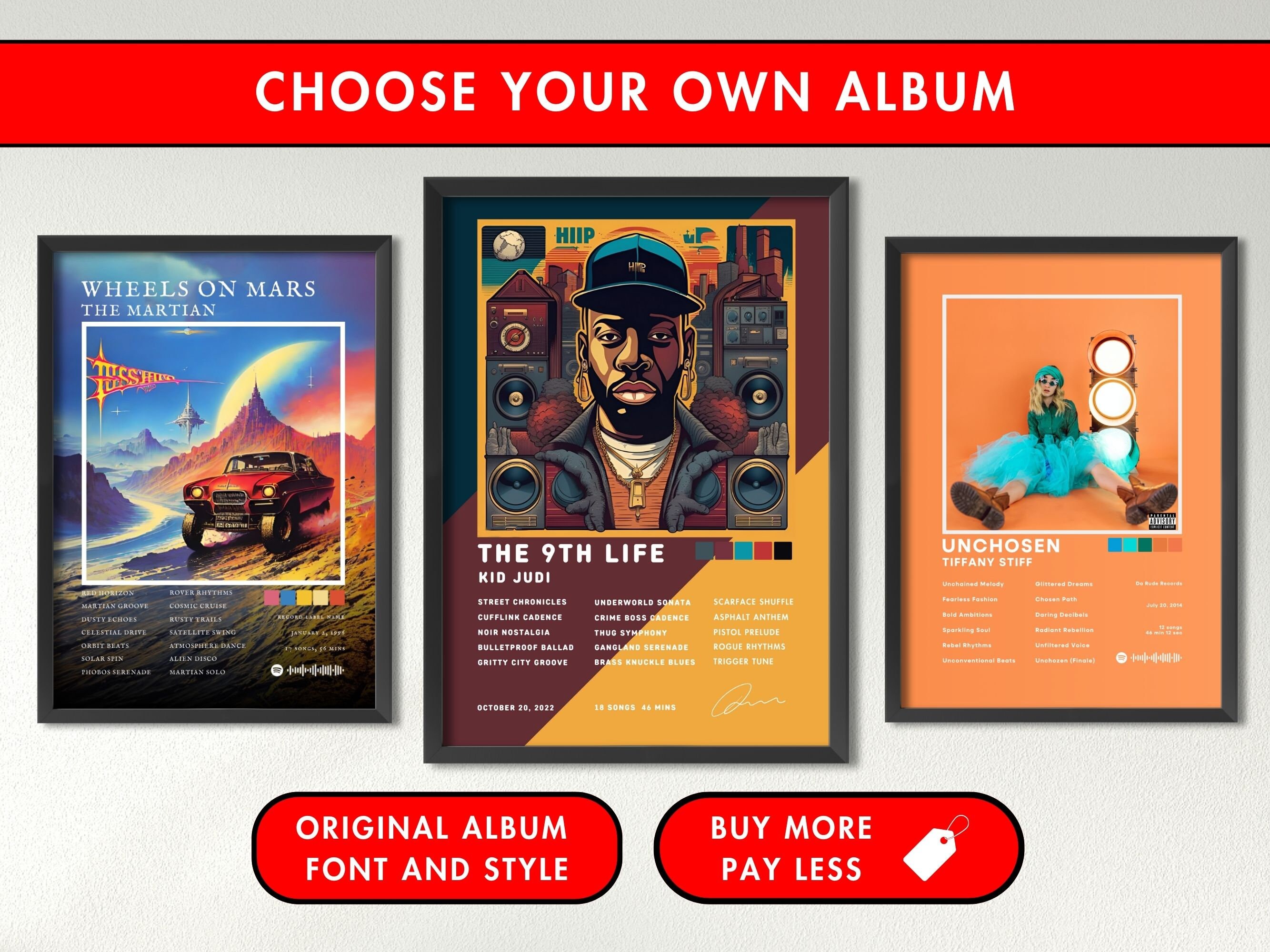 Sets of Album Cover Posters Custom Album Cover Poster Tracklist Poster ...