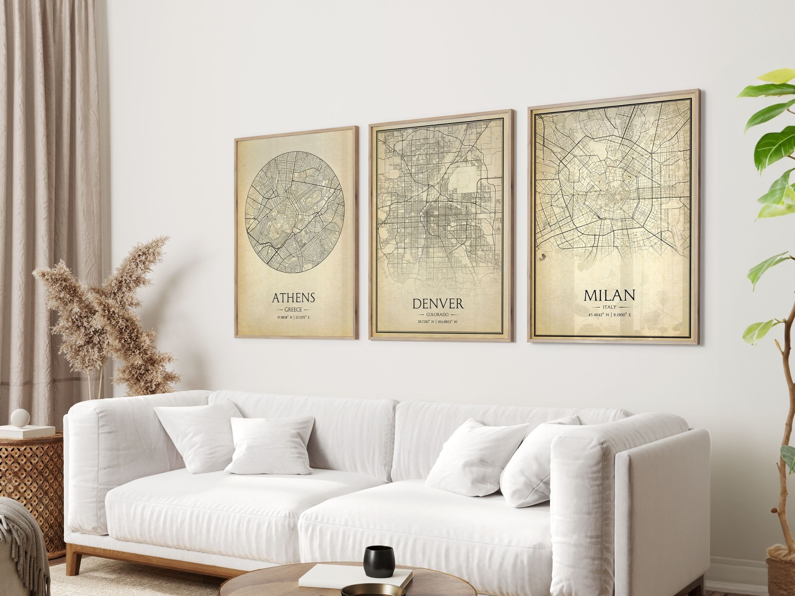 Set of Custom Papyrus Map Prints Personalized Papyrus Map - Etsy