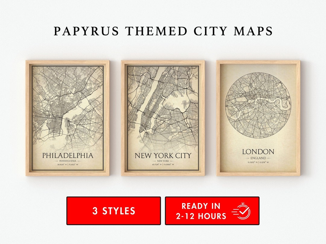Custom Papyrus Map Printable Personalized Papyrus City Map - Etsy