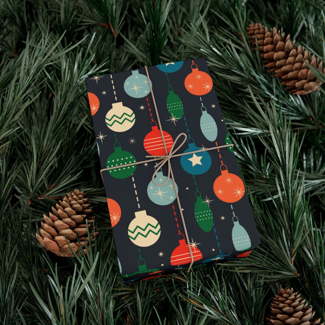 Colourful Ball Christmas Gift Wrapping Paper, Christmas Bauble Wrapping ...