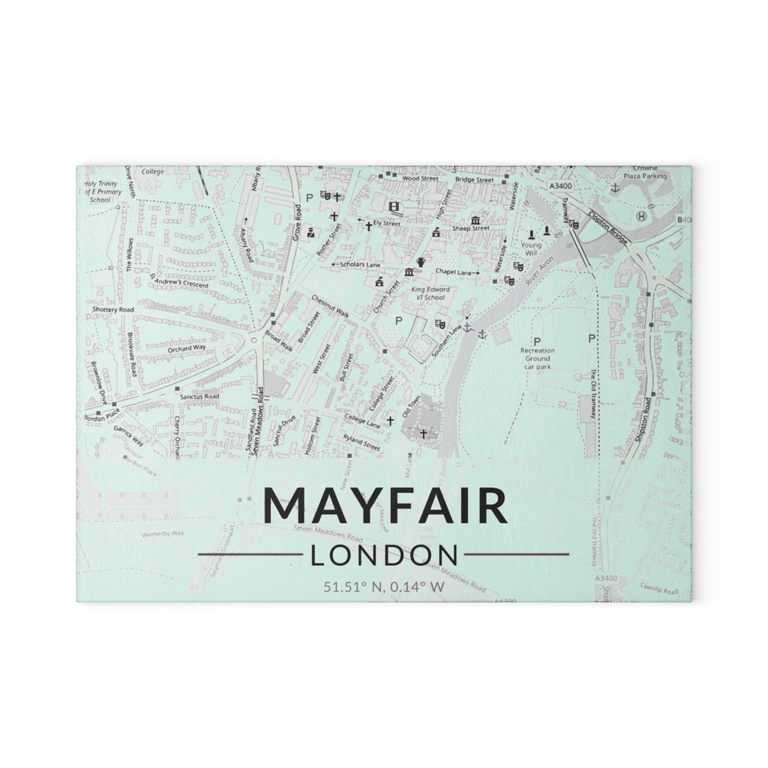 Street Map Tempered Glass Cutting Board, City Street Cutting Board ...