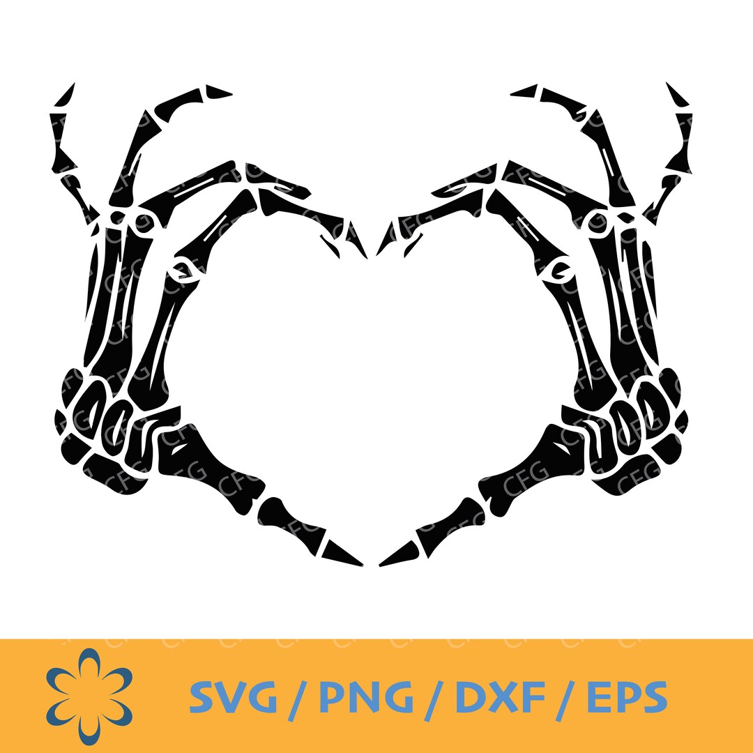 Skeleton Heart Hands Svg Halloween Heart Svg Digital Download Png Svg ...