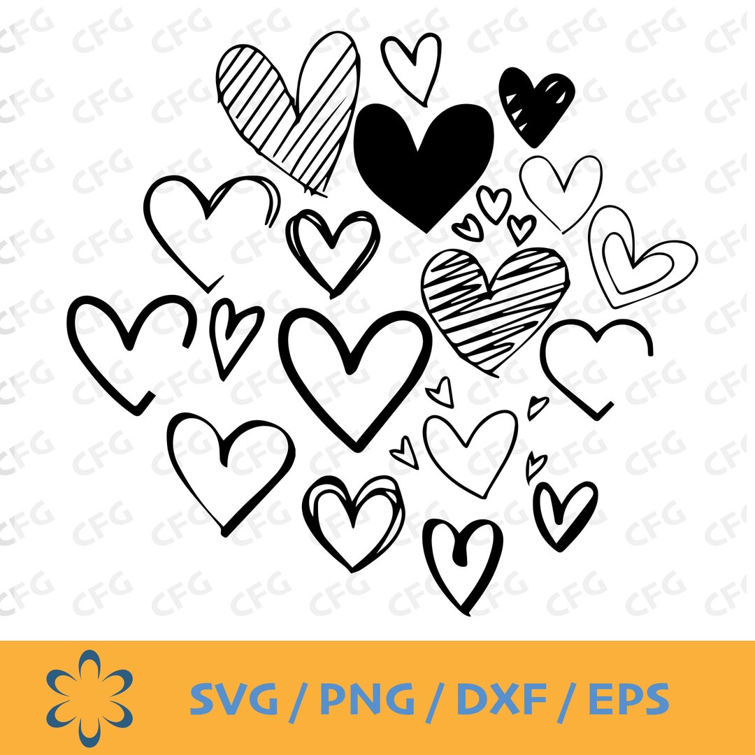 Hand Drawn Hearts, Hand Lettered Hearts SVG, Hearts SVG, Cute Hearts ...