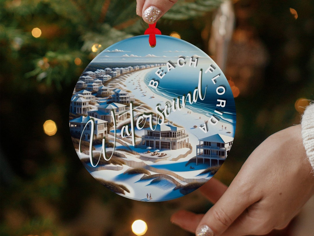 Watersound Beach Florida Aluminum Ornament, Beach Christmas Tree ...
