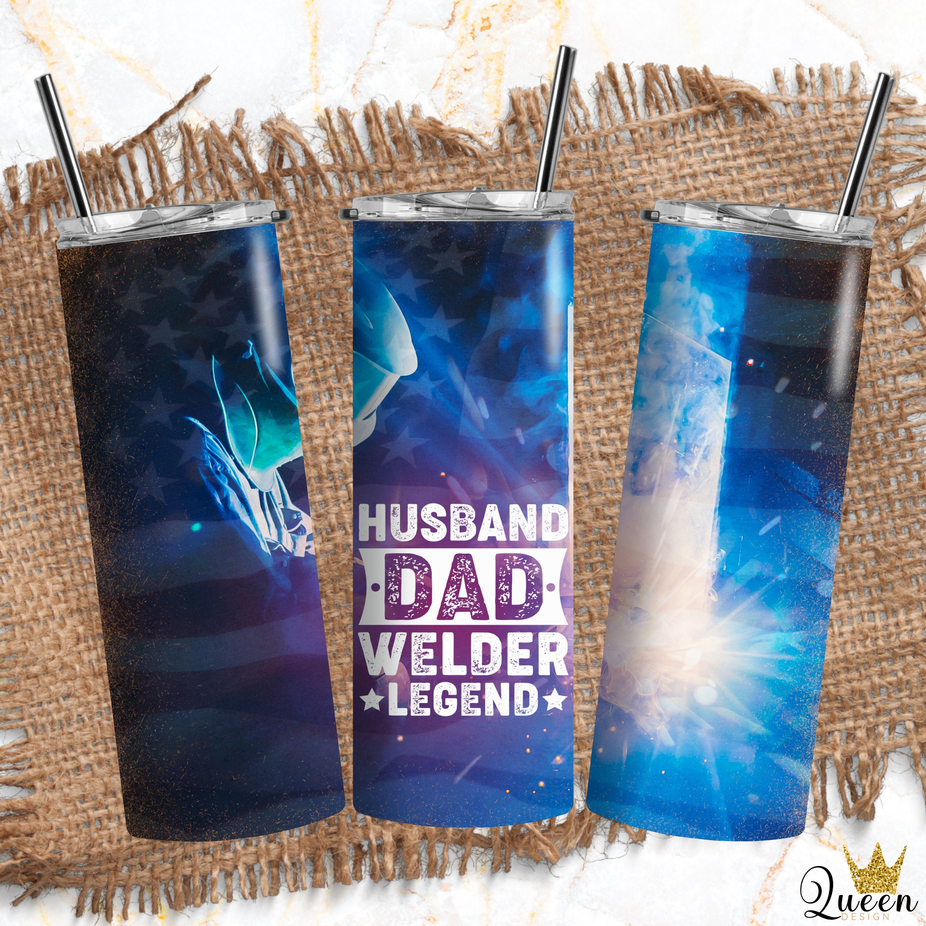 Welder Dad Life 20 Oz Skinny Tumbler Wrap, Metalworker Legend ...