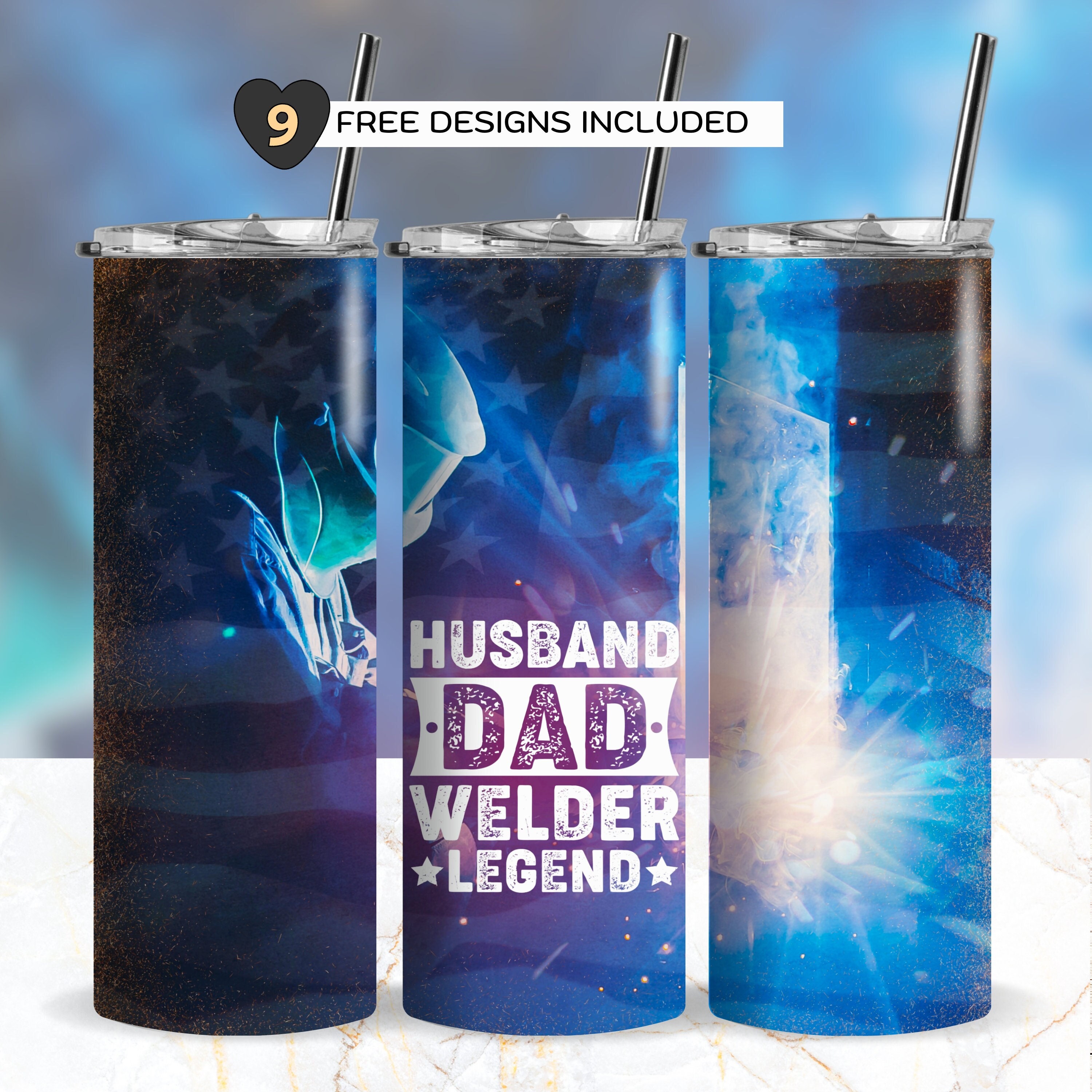 Welder Dad Life 20 Oz Skinny Tumbler Wrap, Metalworker Legend ...