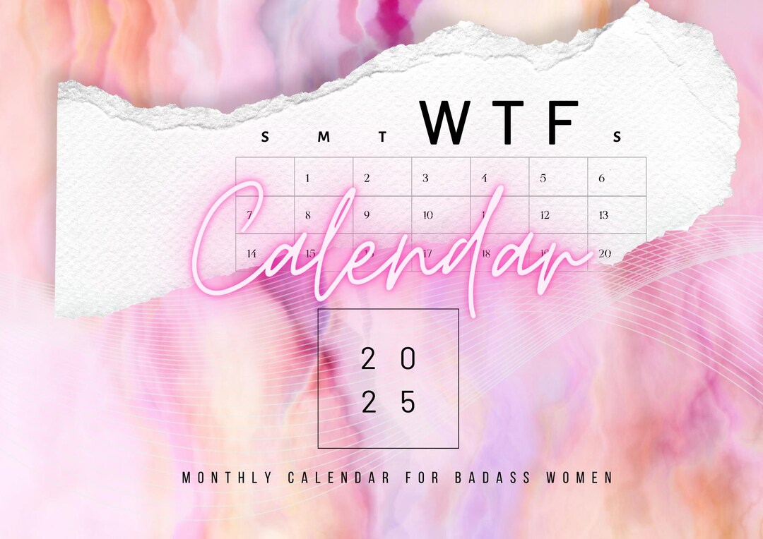 2025 WTF Wall Calendar Digital, Printable, Vivid Colours, Marble, Color ...