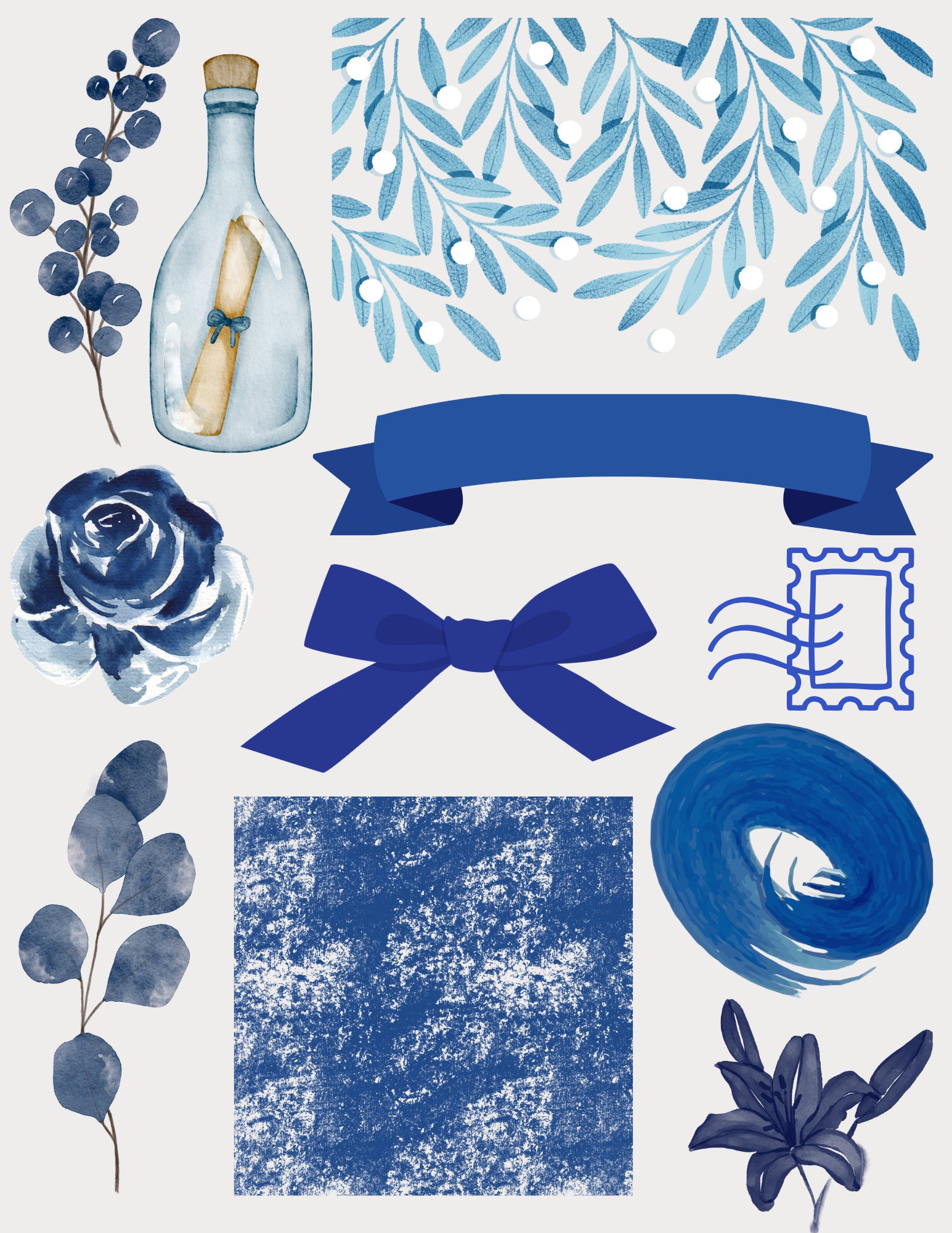 185 Stickers - Digital, Printable, for Scrapbook, Art Journal, Navy ...