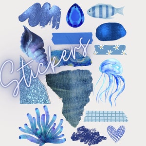 185 Stickers - Digital, Printable, for Scrapbook, Art Journal, Navy ...