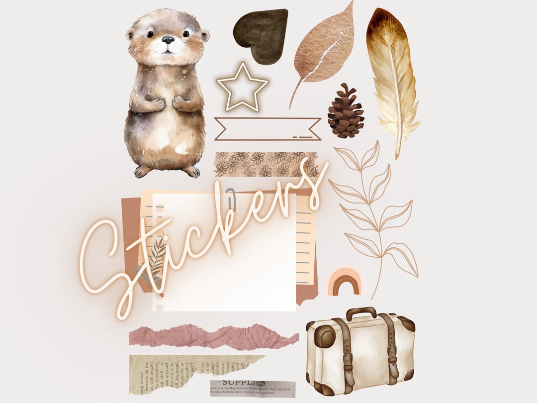 190 Stickers - Digital, Printable, for Scrapbook, Brown, for Art ...