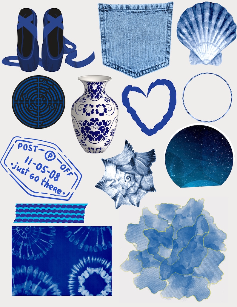 185 Stickers - Digital, Printable, for Scrapbook, Art Journal, Navy ...