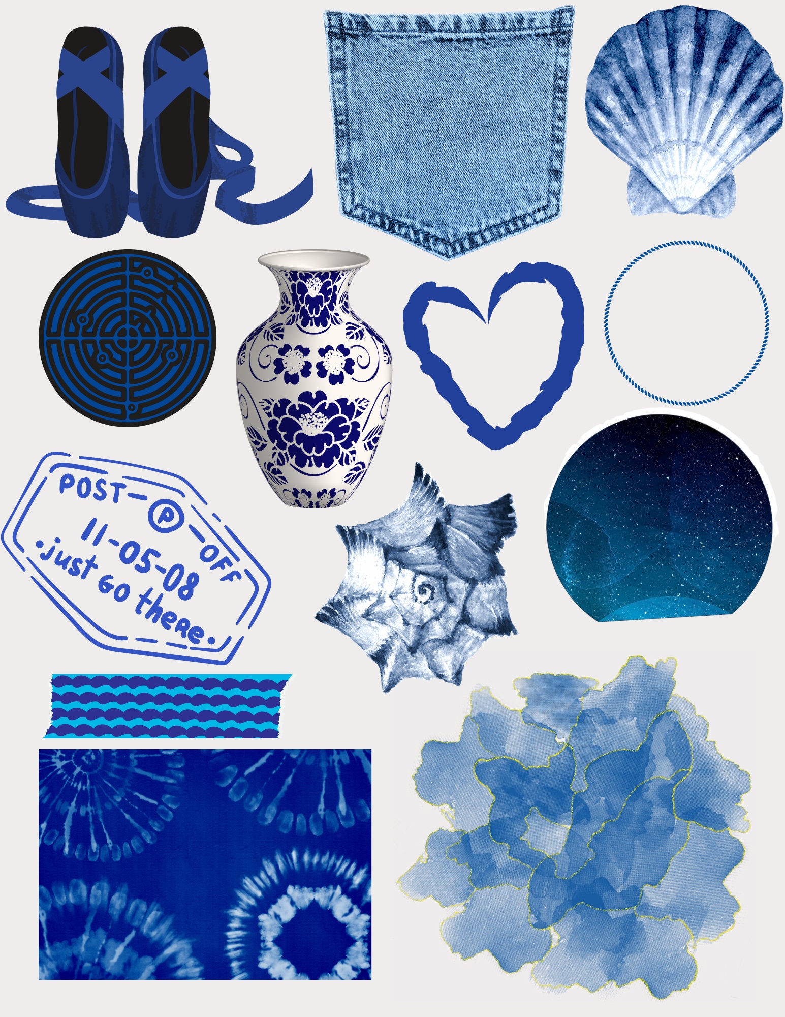 185 Stickers - Digital, Printable, for Scrapbook, Art Journal, Navy ...