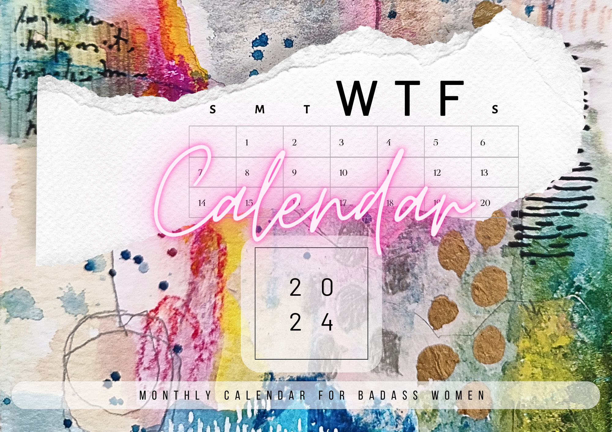 2024 WTF Wall Calendar Digital, Printable, Abstract, Art, Mixedmedia ...