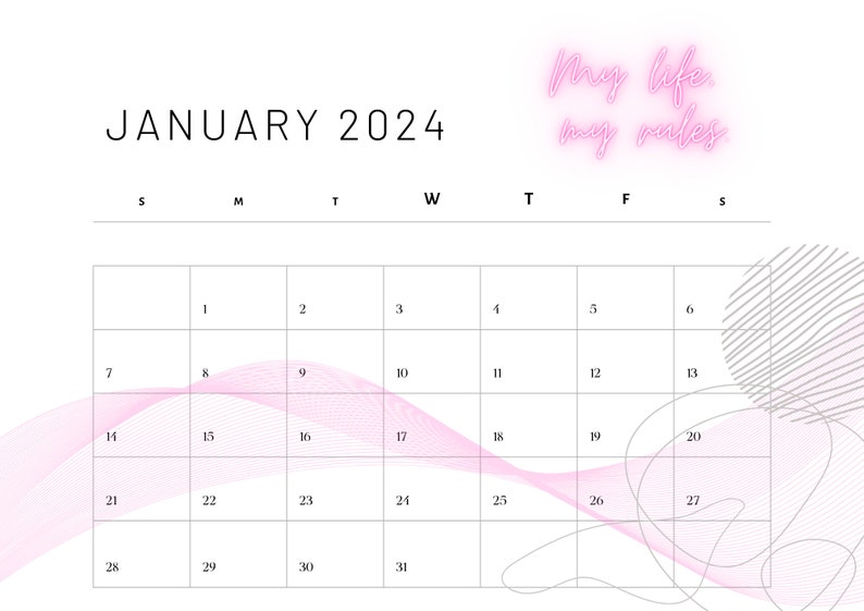 2024 WTF Wall Calendar Digital Printable Abstract Art - Etsy