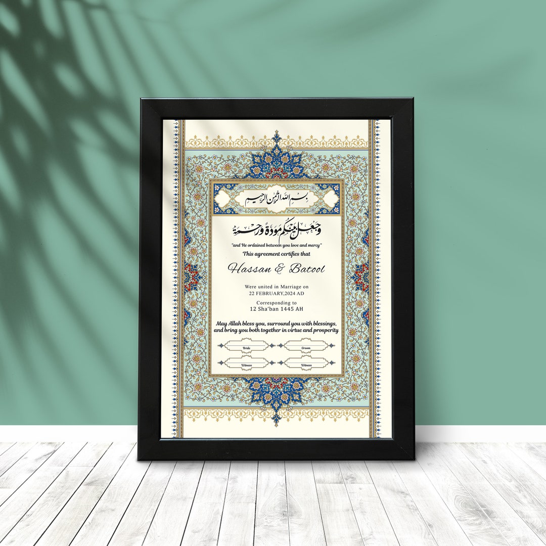 Nikkah Certificate on Texture Paper Islamic Ornament Luxury Style ...