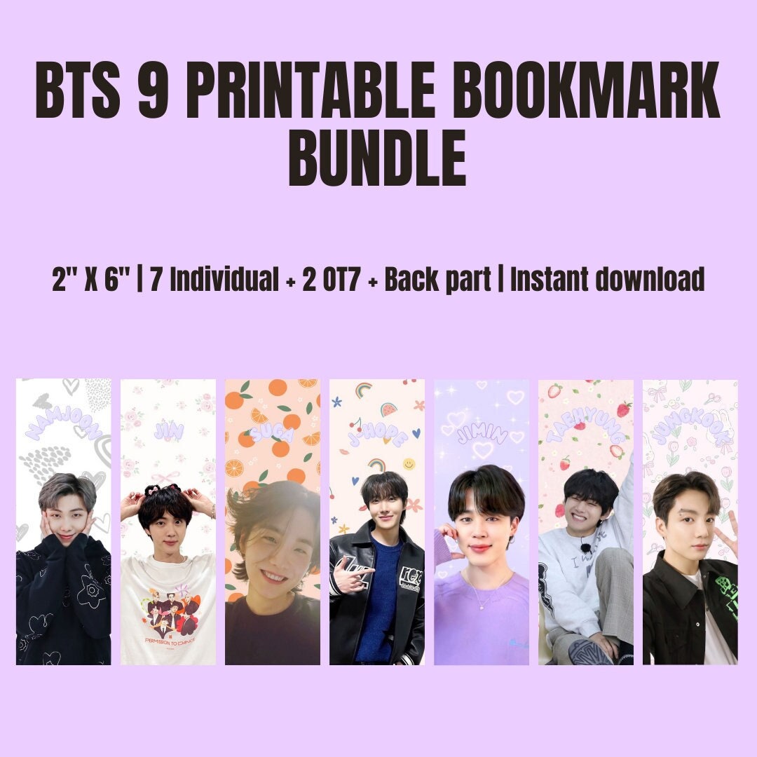 BTS 9 Printable Bookmark Bundle - Etsy