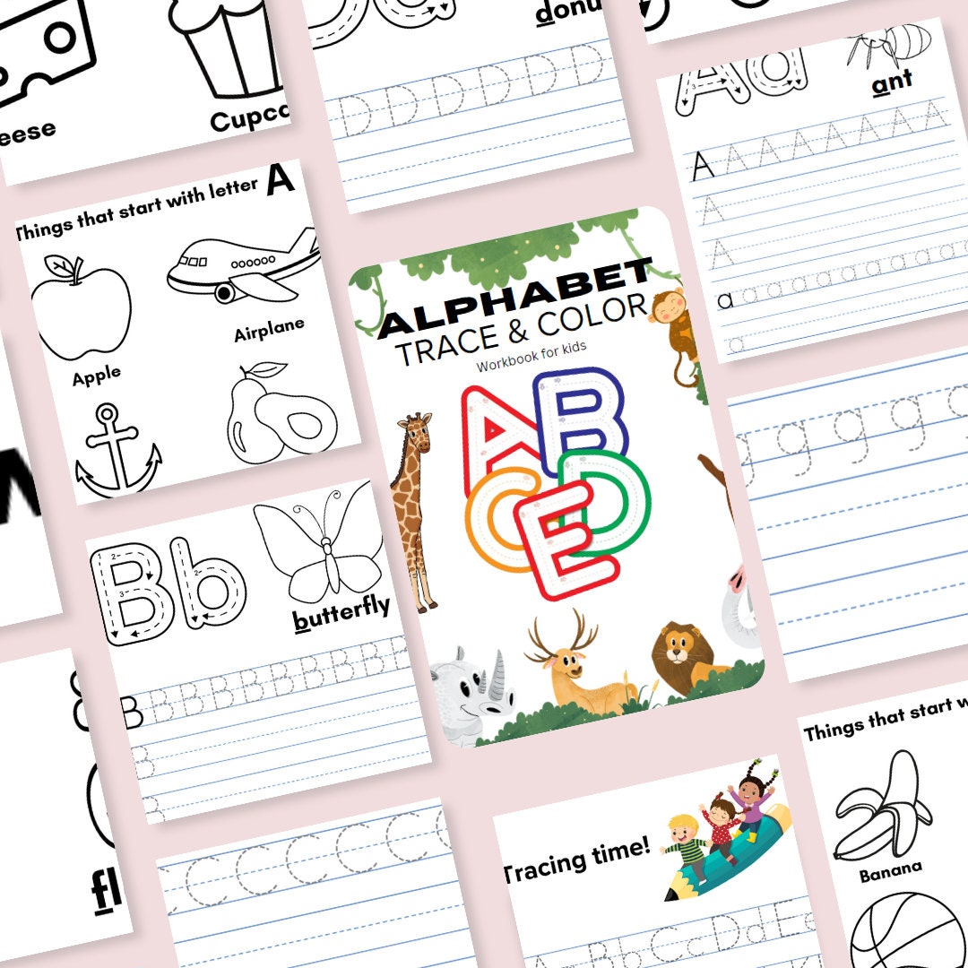 Alphabet Tracing & Coloring Workbook for Kids - Etsy