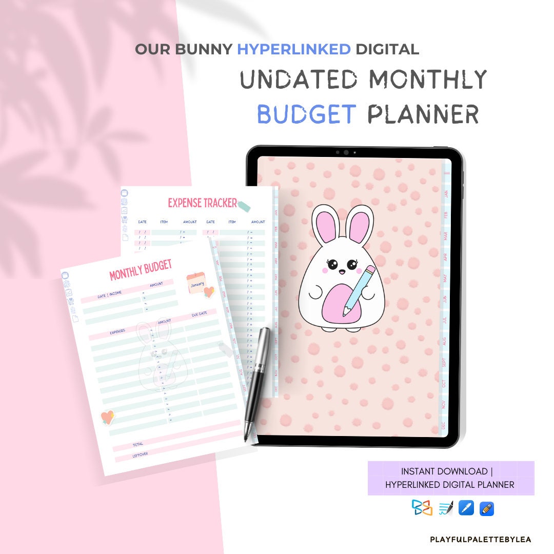 Digital Monthly Budget Planner Hyperlinked Our Bunny Theme - Etsy