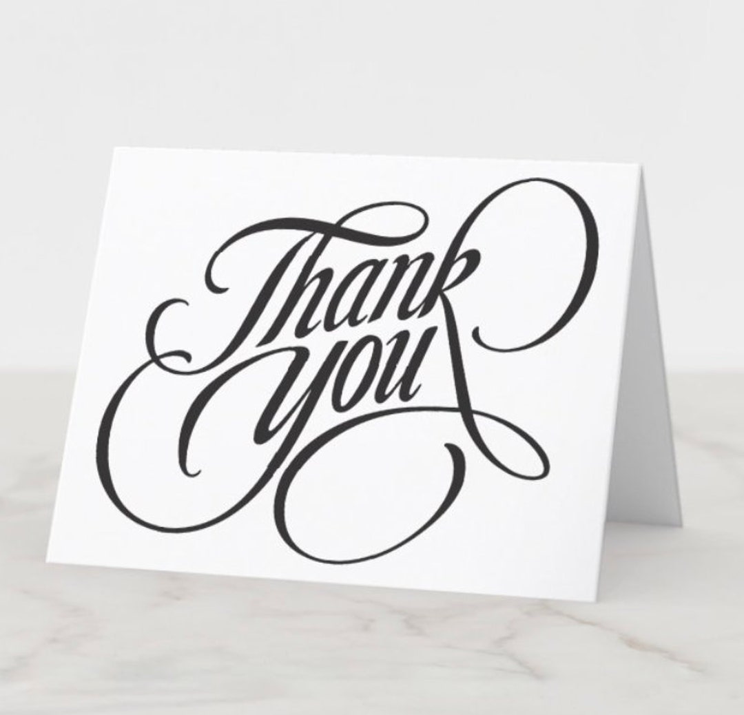 Thank You Card Elegant Script Thank You Greeting Card 5 X7 White With ...