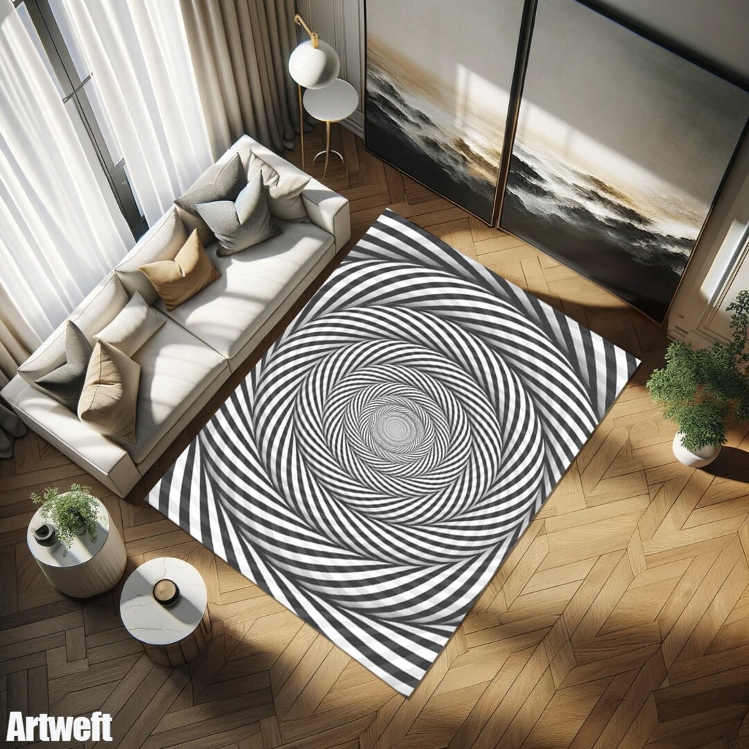 Trippy Optical Illusion Rug 3D Hole Print Floor Covering - Etsy
