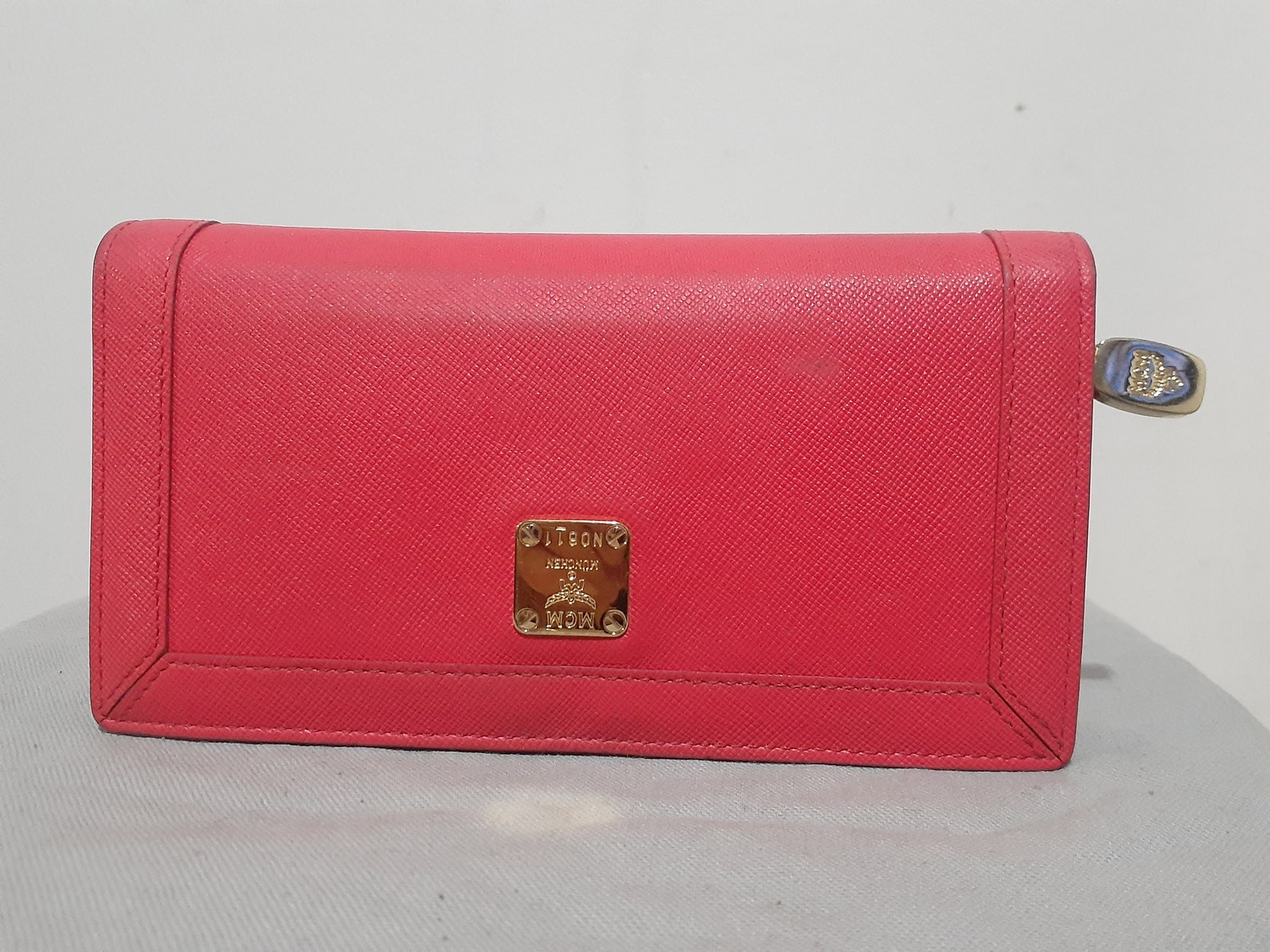 MCM Red Zipper Trifold Leather Wallet - Etsy