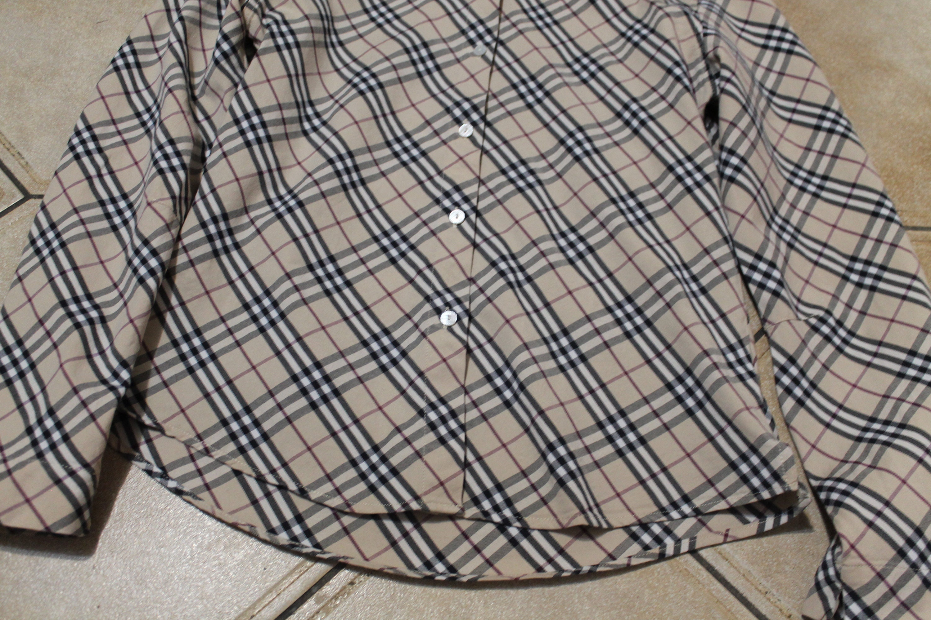 Burberry Women Nova Check Cotton Beige Shirt Down Button - Etsy
