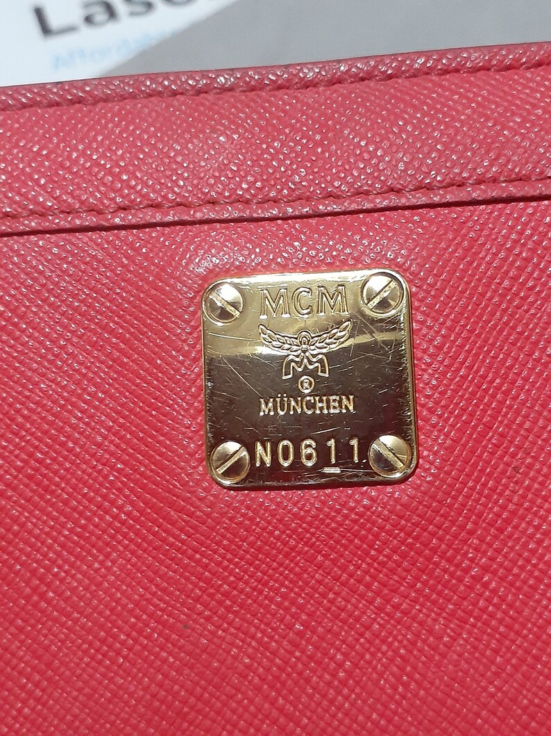 MCM Red Zipper Trifold Leather Wallet - Etsy