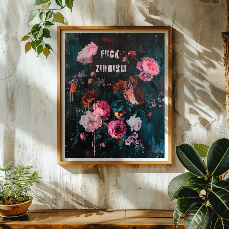 Dark Academia Floral Art Print Leftist Art Print Free Palestine Wall ...