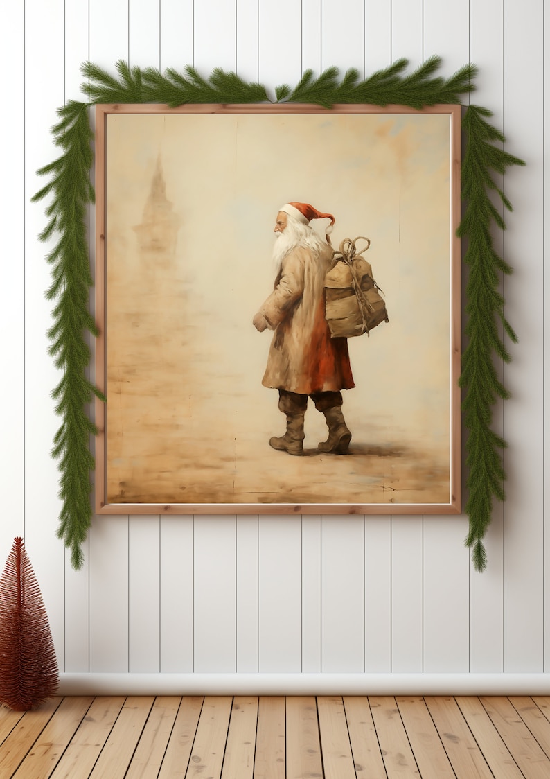 Old World Santa Painting Digital Art DIGITAL DOWNLOAD Rustic Farmhouse ...