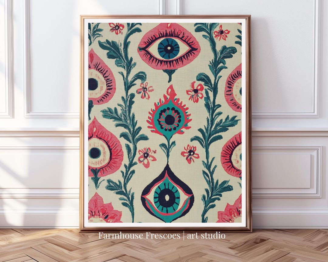 Evil Eye Painting, Printable Evil Eye Art Print, Nazar Art, Boho ...