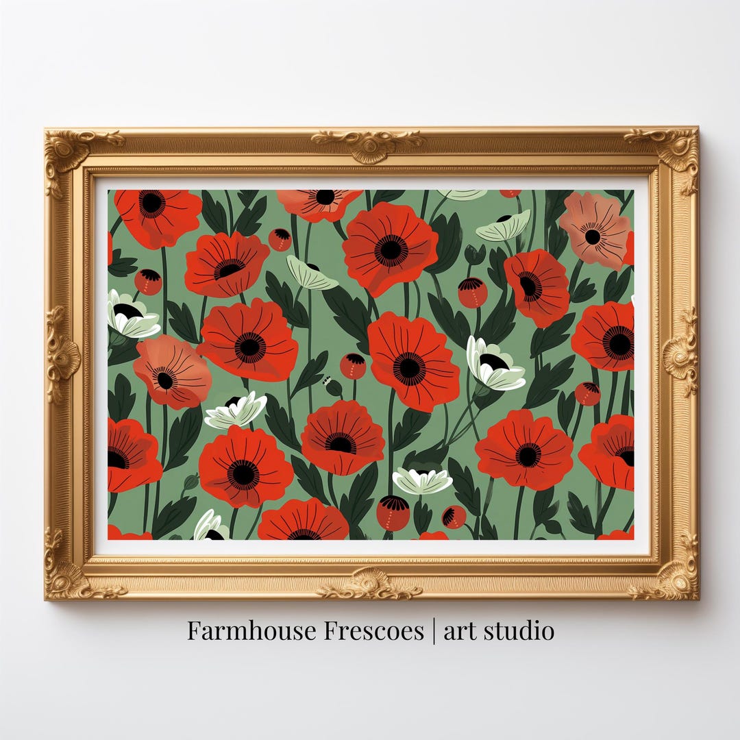 PRINTABLE Red Poppy Palestinian Inspired Painting Free Palestine Wall ...